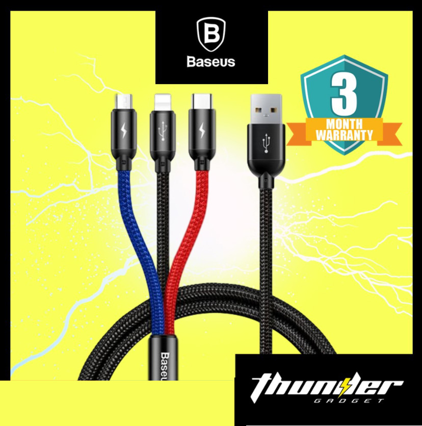 BASEUS CAMLT-BSY01 Three Primary Color 3 IN 1 Cable – Thunder Gadgets