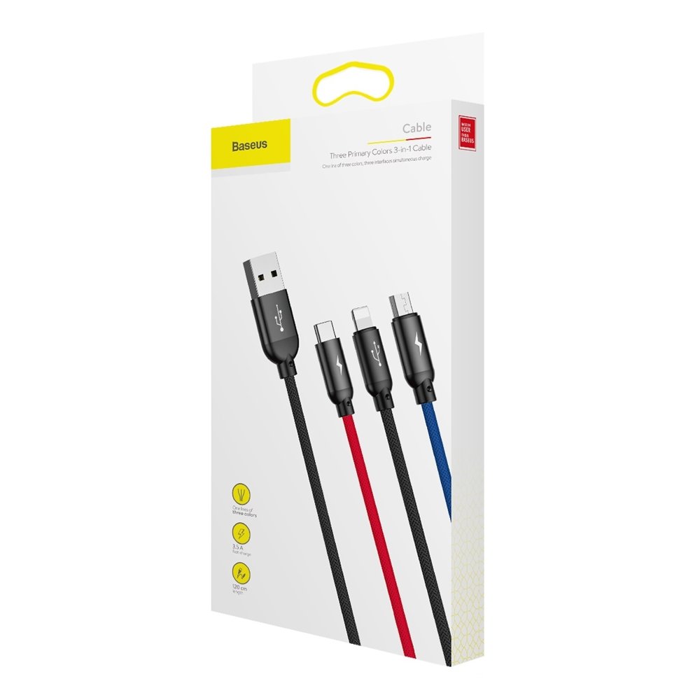 BASEUS CAMLT-BSY01 Three Primary Color 3 IN 1 Cable – Thunder Gadgets